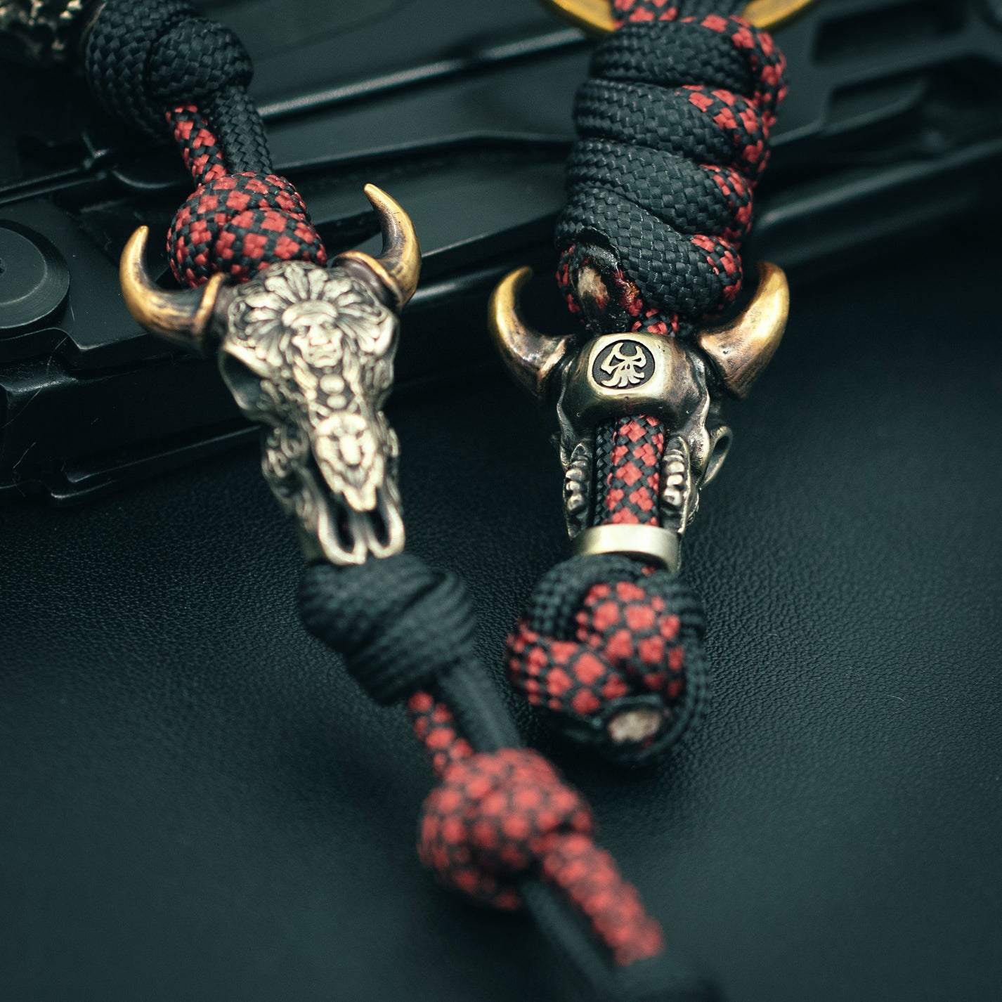 Bison skull carving Indian wolf Pattern Bull head Paracord Bead – ShadowEDC